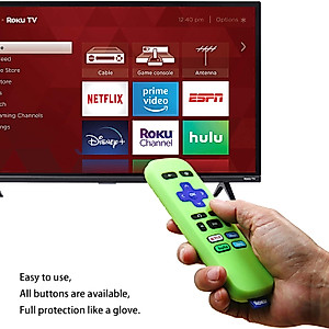 [2 Pack] Pinowu Remote Cover (Glowing in The Dark) Compatible with Roku Simple Remote, Anti Slip Silicone Cover Suitable for Roku Express and Roku Premiere Player Remote (Blue and Green)