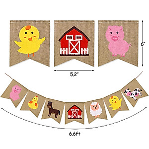 Farm Animal Burlap Banner High Chair Garland Farmhouse Hanging Pennant Birthday Party Pre-strung Bunting Baby Shower Decorations