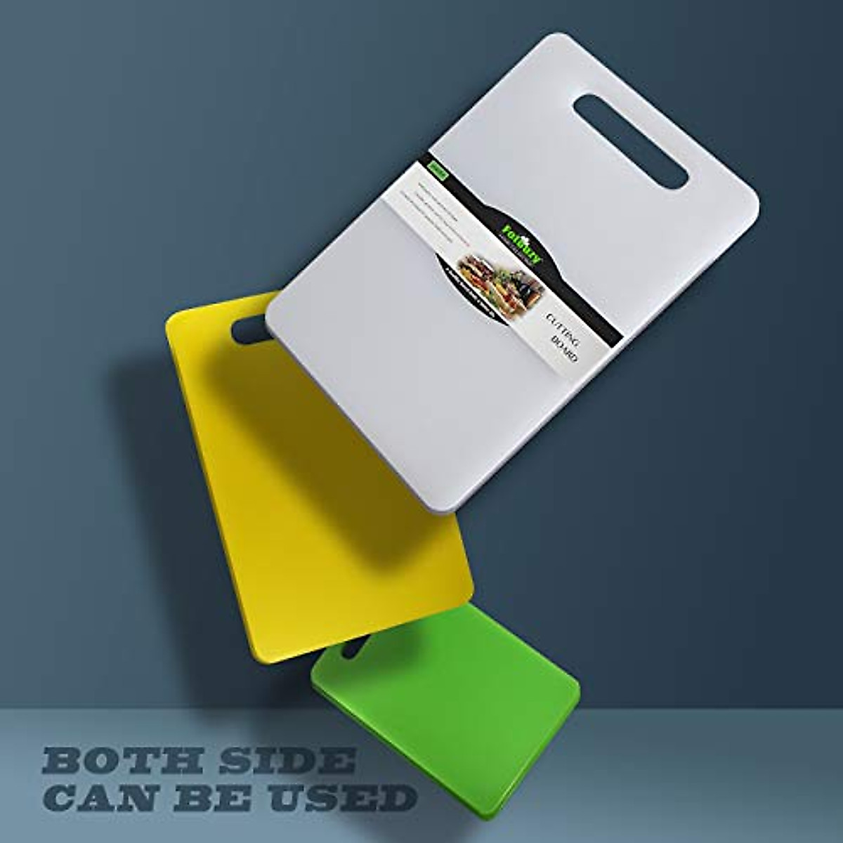 Fotouzy Plastic Utility Cutting Board with Handles, Food Safe PP Material, Dishwasher Safe, Thick Chopping Board, Large Size, Easy Grip Handle, for Kitchen (White)