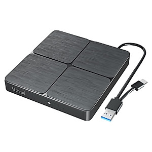 Alphami External Blu ray Drive, USB 3.0 and Type-C Portable Blu-ray Burner DVD Drive 3D Slim Optical Bluray CD DVD Drive for Windows XP/7/8/10/11 MacOS for PC,Laptop,Desktop,Mac