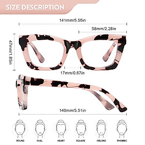 ZEHEXA Reading Glasses for Women Blue Light Blocking Glasses Filter UV Square Readers Glasses for Men and Women 5 Pack 1.5