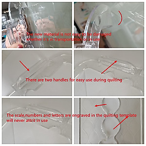 HONEYSEW Free Motion Quilting Template Series 5 with Quilting Frame for Domestic Sewing Machine Ruler (Heart Border Template)