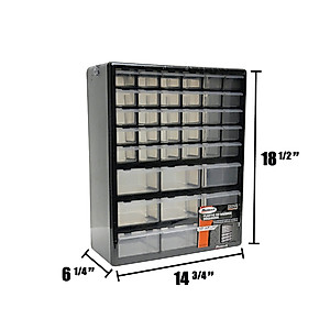 Homak Parts Organizer, Black, 39 Drawers