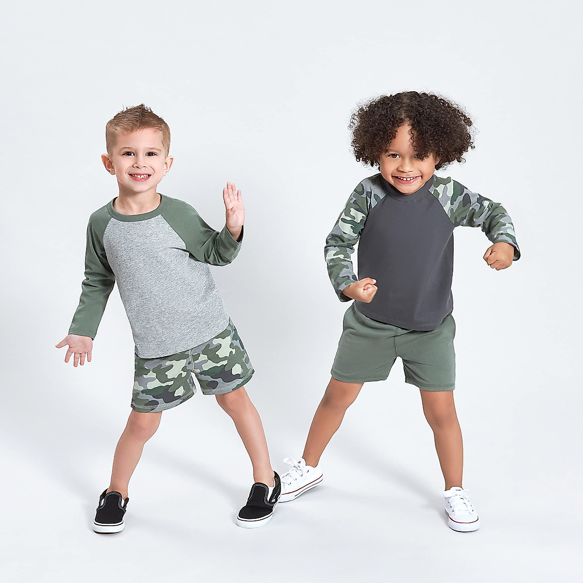 Gerber Baby Boy's Toddler 3-Pack Pull-On Knit Shorts, Green Camo, 12 Months