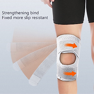 Grebest 1 Pc Knee Brace,Knee Pad Fixed Meniscus Relief Joint Pain Breathable Knee Brace with Side Stabilizers for Running, Basketball, Weightlifting, Gym, Workout, Sports White M M