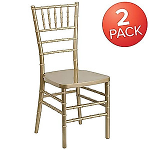 Flash Furniture 2 Pack HERCULES PREMIUM Series Gold Resin Stacking Chiavari Chair