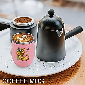 Boots Butterfly Sunflower Flowers Insulated Tumbler with Lid Stainless Steel Coffee Mug Cute Wine Tea Water Cup Pink-style