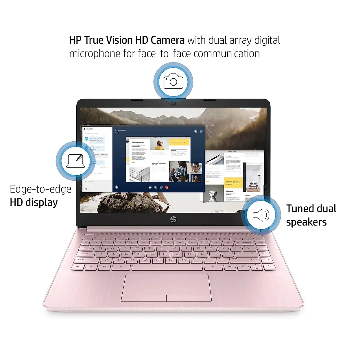 hp Stream Laptop, 14" HD Display, Intel Celeron N4020 Processor, 16GB Memory, 320GB Storage (64GB eMMC + 256GB USB), 1-Year Office 365, Webcam, HDMI, Wi-Fi, USB-C, Windows 11 Home, Pink, JVQ MP
