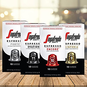 Segafredo Zanetti Encore Espresso Capsules, Medium-Dark Roast, Intensity 10, Compatible with Nespresso Original Machines, 10 Count Aluminum Pods