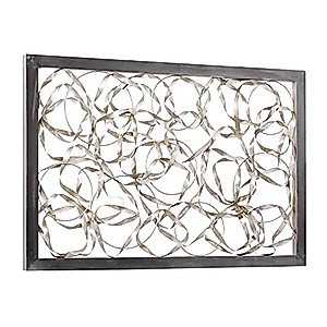 Deco 79 Metal Abstract Coiled Ribbon Wall Decor with Black Frame, 60" x 2" x 40", Silver