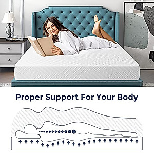 IULULU 8 Inch Twin Size Memory Foam Mattress, Bed in a Box Green Tea Gel Infused Mattresses, Breathable Removable Quilted Cover, Medium Feeling, White