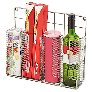 EZOWare Wall and Cabinet Door Mount Kitchen Wrap Organizer Rack Holder For Organizing Food Storage Bags, Aluminum Foil, Plastic Wrap, Wax Paper, Metal Silver