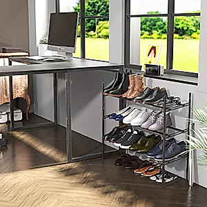 Simple Houseware 3-Tier Extendable Shoe Rack, Black