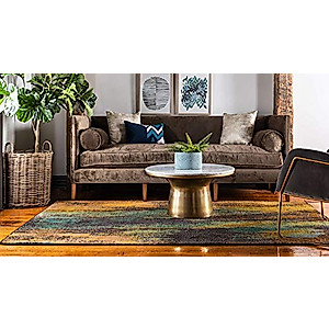 Unique Loom Jardin Collection Colorful, Vibrant, Abstract Watercolor Area Rug, 5' 1" x 8' Rectangle, Multi/Beige