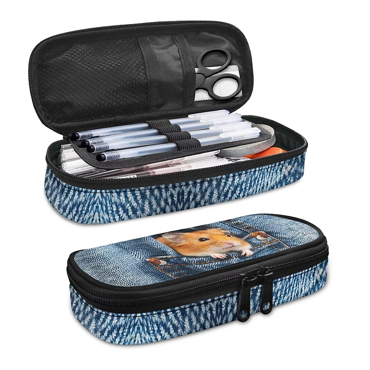 STUOARTE Hamster Print Pencil Case, Large Capacity Pen Pouch Organizer Simple Stationery Bag Aesthetic Pen Pouch Bag, Pencil Box School Supplies for Kids Students Boys Girls