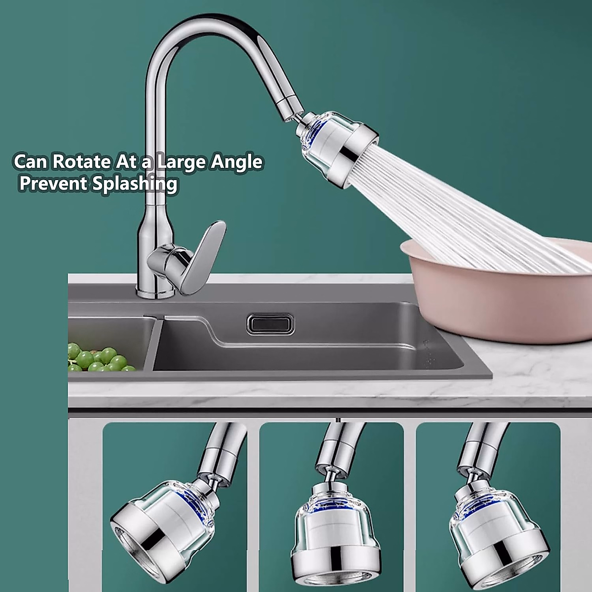 Faucet Extension Replacement Part for Kitchen, Bathroom, Anti-Splash, Water Saving (Faucet with Filter) Swivel Tap Water Purifier Filtration