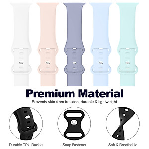 OYODSS 5 Pack Bands Compatible with Apple Watch Band 38mm 40mm 41mm 42mm 44mm 45mm 49mm Women Men, Soft Silicone Sport Replacement Strap Compatible with iWatch Ultra SE Series 8 7 6 5 4 3 2 1