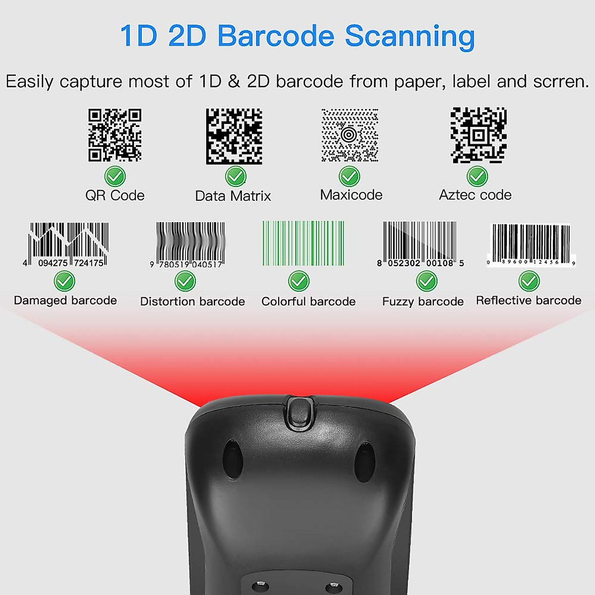 Eyoyo 2D Hands-Free Barcode Scanner, Omnidirectional USB Wired Desktop Barcode Reader 1D 2D PDF417 Data Matrix Bar Code Reader with Automatically Scanning for Retail Store Supermarket Mall Business