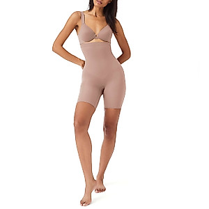 SPANXsculpt Seamless Power High-Waisted Mid-Thigh Short - Lightweight, All-Day Comfort - Core Control Shapewear - Cafe Au Lait - Large
