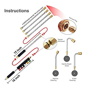 Power Washer Accessories - Pressure Washer Attachment Set - Pressure Washer Extensions with 6 Spray Nozzle Tips - 4000PSI - Pressure Washer Lances - Extra Non-Slip Handle - Storage Bag Included