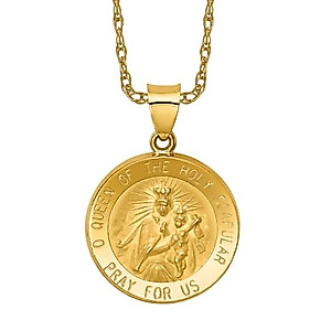 IceCarats 14K Yellow Gold Queen of The Holy Scapular Reversible Medal Necklace Charm Pendant 28mm x 19.7mm Only