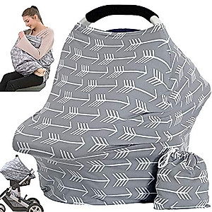 Car Seat Canopy Breastfeeding Cover - Multi Use Baby Stroller and Carseat Cover, Breastfeeding Covers, Boys and Girls Shower Gifts (Classical Arrows)