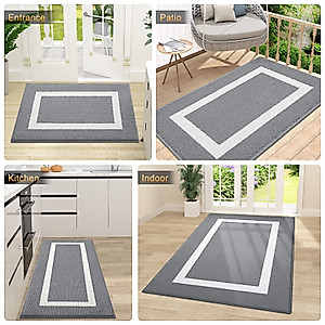 OLANLY Indoor Door Mat, 30x17, Non-Slip Absorbent Resist Dirt Entrance Mat, Washable Low-Profile Inside Entry Doormats for Entryway, Grey
