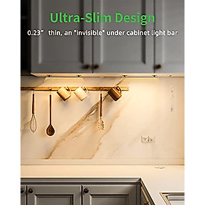 Vovamo Under Cabinet Lighting Plug-in, Dimmable Under Counter Lights for Kitchen, 3pcs 12 Inch, Warm White 3000K Linkable USB Led Light Strip, Wired Led Light Bar for Desk,Sink,Workbench