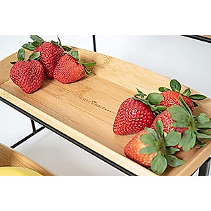 Nature's Kitchen Bamboo Wood Serving Tray Set for Dessert Coffee Appetizers, 3 Pack of 12 x 5.75 Inch Serving Platters