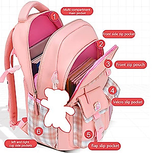 HANXIUCAO Backpacks for Girls Large Bookbags for Teens Girls Backpack for School Laptop Compartment Primary School (Pink)