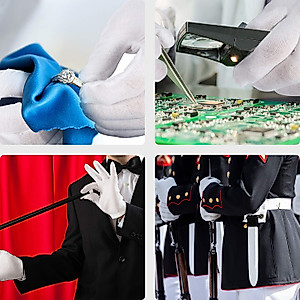 SATINIOR 120 Pieces Cotton Gloves Large Size for Men Women Inspection Gloves for Dry Hand Art Handling Coin Jewelry (White, L)