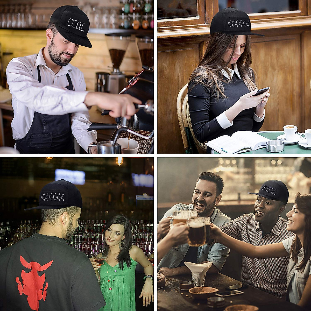 alavisxf xx LED Cap, Detachable LED Display Screen Smart Hat Adjustable Cool LED Baseball Cap for Party Christmas Halloween(Black)