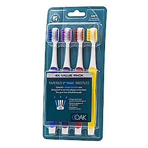 Ooak Toothbrush, Tapered V++Max Soft Bristles, 4 Pack