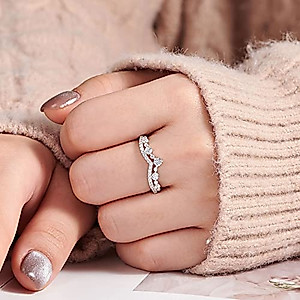 Wuziwen Vintage Crown Eternity Ring Wedding Bands for Women 925 Sterling Silver Cubic Zirconia Sz 9.25