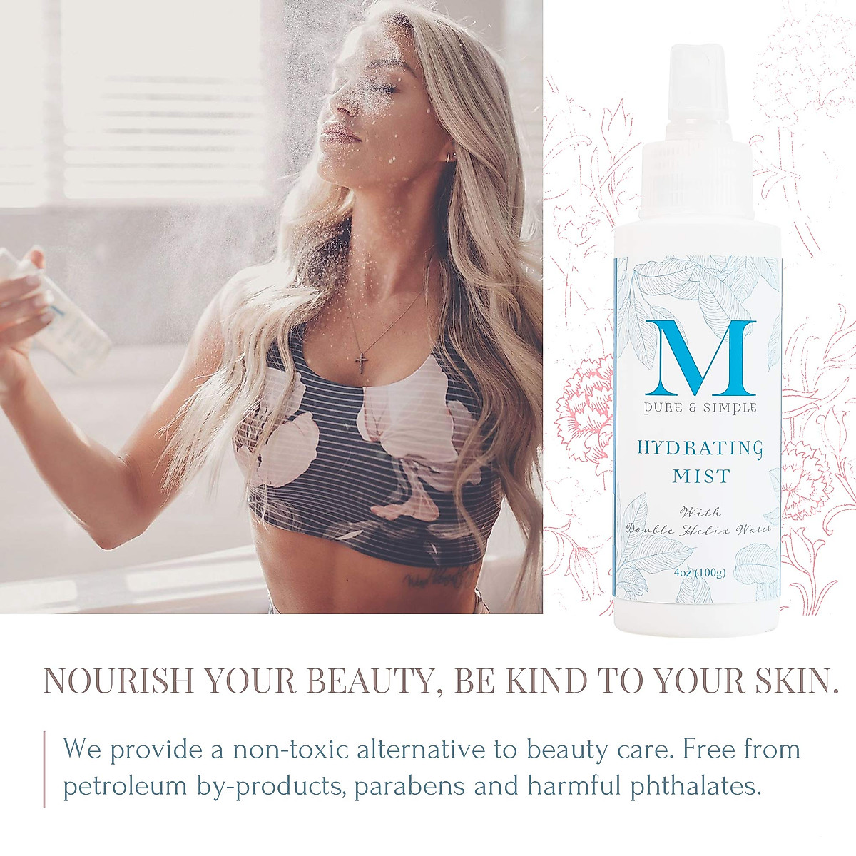 Martine: Pure & Simple Facial Mist Spray to Hydrate, Tone, and Soften Skin, Setting Spray Made With Double Helix Water. (4 oz)