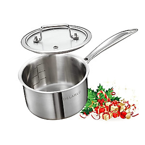 DELARLO Tri-Ply Stainless Steel Small Saucepan With Lid, Induction Cooking Sauce Pot Sauce Pans, Stainless Steel Heavy Bottom Saucier Pot Cookware, Dishwasher Safe & Oven Safe(2 Quart)