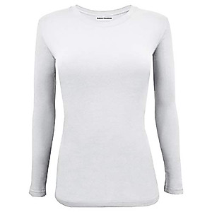 BaHoki Essentials Long Sleeve Undershirts for Scrubs - Great Stretch and Layering Piece - Multipurpose and Durable (White, M)