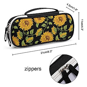 Sunflowers Pencil Case Bag Large Capacity Stationery Pouch with Handle Portable Makeup Bag Desk Organizer
