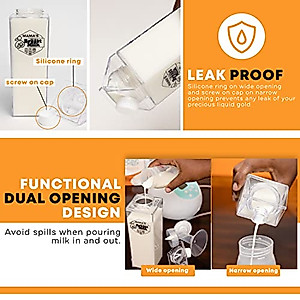 Breast Milk Pitcher for fridge - 3PACK 33oz Breast milk storing containers w/ 10pcs breastfeeding stickers for adults | Acrylic Milk carton water bottles | breastmilk storage bottle formula pitcher