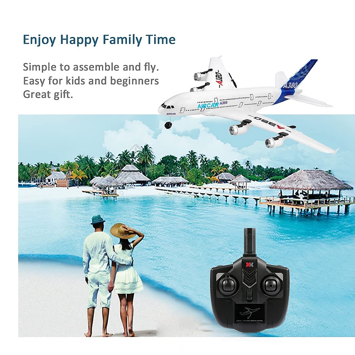 GoolRC RC Airplane, WLtoys XK A120 A380 Aircar Model Plane, 3CH 2.4G Remote Control Airplane, EPP Fixed-Wing RC Aircraft RTF Toy for Kids and Adults