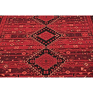 Unique Loom Tekke Collection Area Rug - Sheibani (6' 1" x 9' Rectangle, Red/ Black)