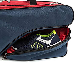 K-Cliffs Tennis Racket Bag | Deluxe Ballistic Nylon Travel Tournament Duffel | Shoe Compartment Red Blue Black