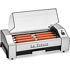 La Trevitt Hot Dog Roller- Sausage Grill Cooker Machine- 6 Hot Dog Capacity - Commercial and Household Hot Dog Machine for Family Use