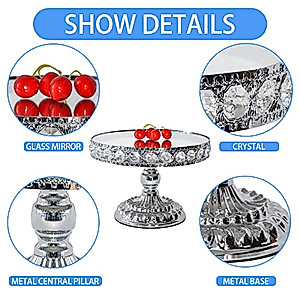 FEICTPOX Cake Stand Set for Dessert Table Metal Cake Stands with Crystal Cupcake Display Stand,Silver