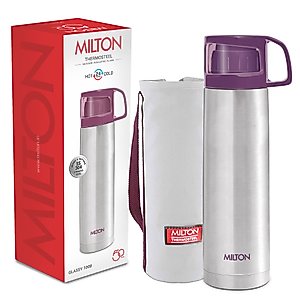 Milton Thermos for Hot Drinks 1000 ml (34 oz), 24 Hours Hot and Cold, Stainless Steel Water Bottle, Double Walled Vacuum Insulated Flask for Hot Coffee, Thermosteel, Leak Proof, Glassy, Purple