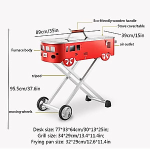 Camping Folding Car Portable Barbecue,with Folding Table Home Outdoor Courtyard Charcoal Grill Picnic