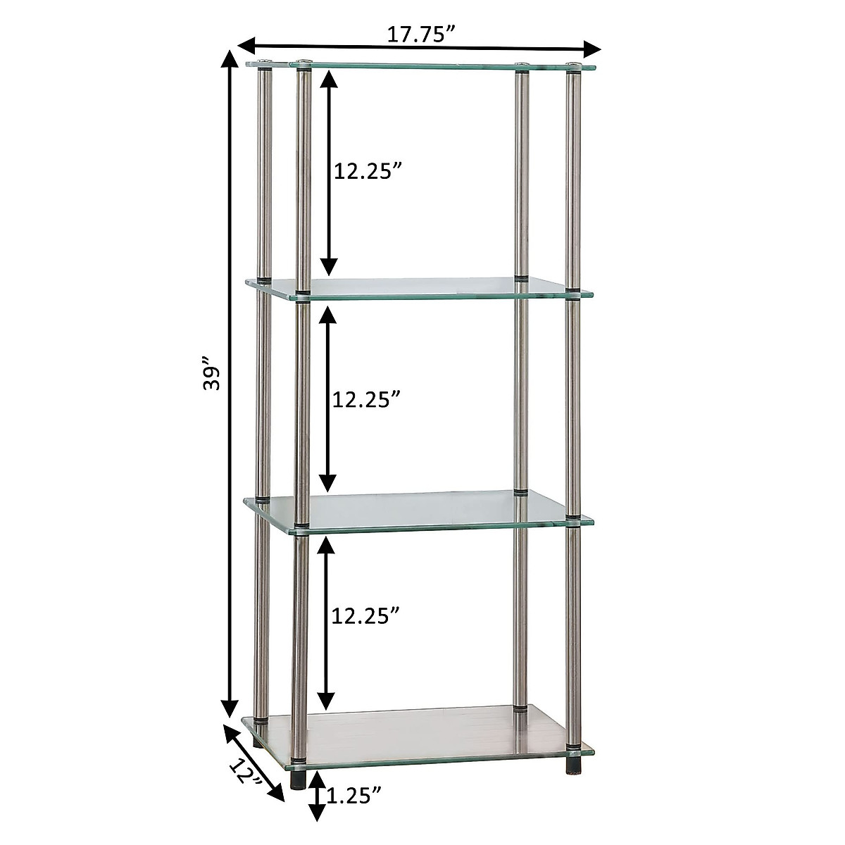 Convenience Concepts Designs2Go Classic Glass 4 Tier Tower, Glass