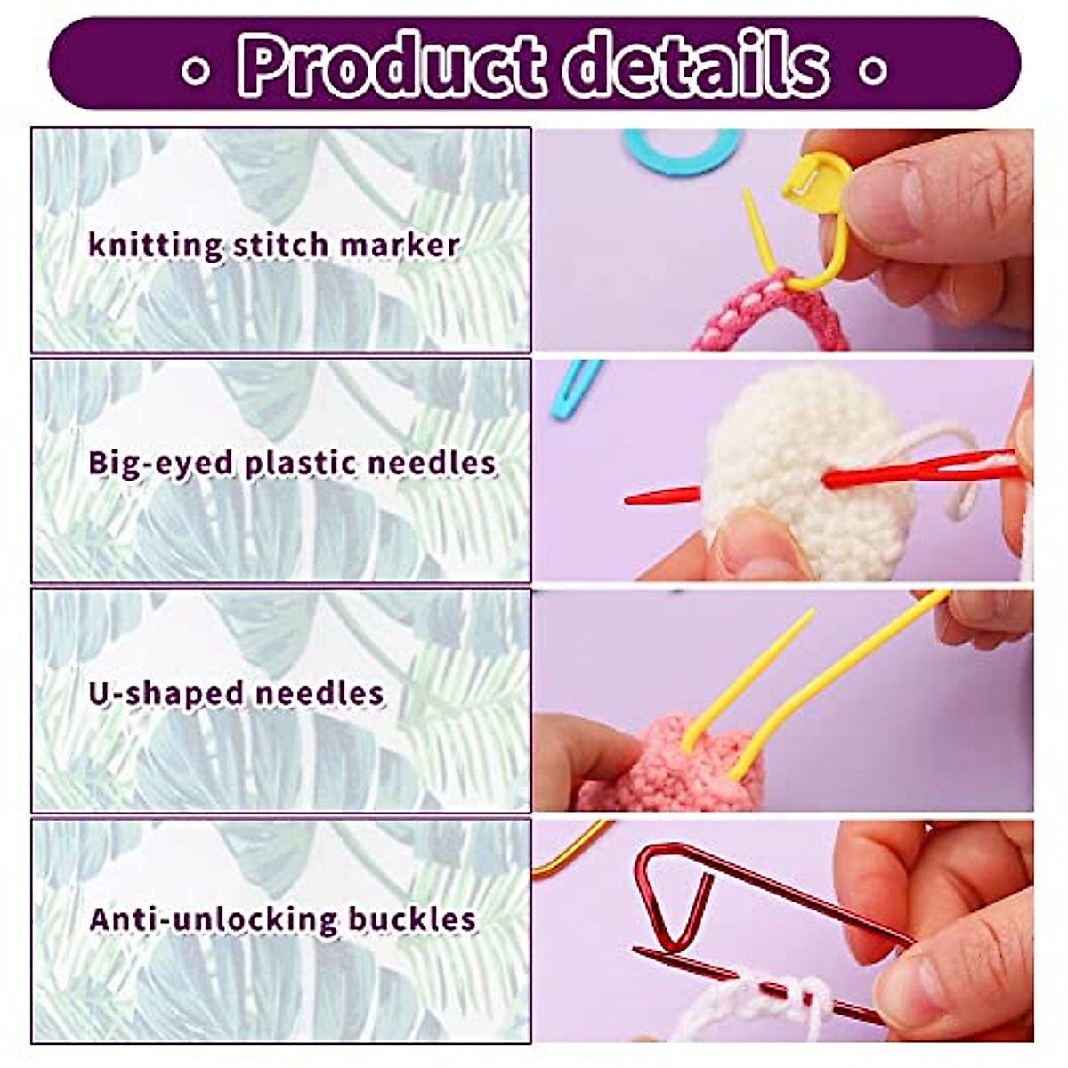 87 Pcs Crochet Kit for Beginners, Crochet Starter Kit, Crochet Needles Set with 12 Yarn Balls Plastic Sewing Needles Stitch Marker Storage Bag Knitting Accessories for Adults Kids Beginner Craft