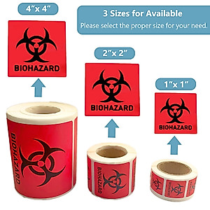 Biohazard Danger Safety Warning Label - 1"x1" Waterproof Self Adhesive Decal Sign Sticker, High Temp Resistance, Long Lasting (250 Pcs/Roll)