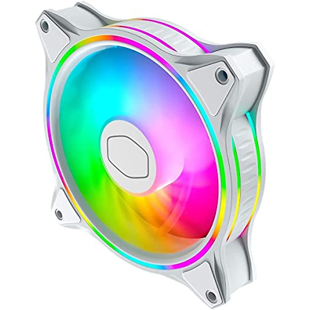 Cooler Master MasterFan MF140 Halo White Edition Duo-Ring ARGB Lighting Fan, 24 Independently LEDs, PWM Static Pressure Fan, Absorbing Pads for Computer Case & Liquid,for 5V 3-Pin ARGB